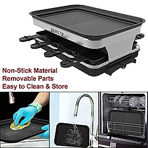 Indoor Grill Smokeless Korean BBQ Grill 2 IN 1 Griddle Electric Grill Raclette Table Grill Kitchen Appliances with 8 Mini Grill Cheese Pans Christmas Gift Removable Non-Stick Temperature Control,1500W