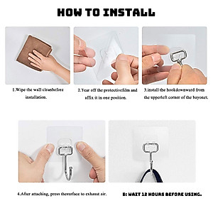 Large Adhesive Hooks, 30-Pack Heavy Duty Sticky Hooks, Waterproof Transparent Hooks, Self-Adhesive Traceless Hooks for Hanging, Clear Hooks with No Damage Installation