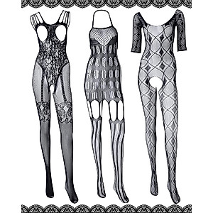 12 Pieces Women's Fishnet Lingerie Mesh Bodysuit Lace Smock Lingerie for Women (Fresh Style)
