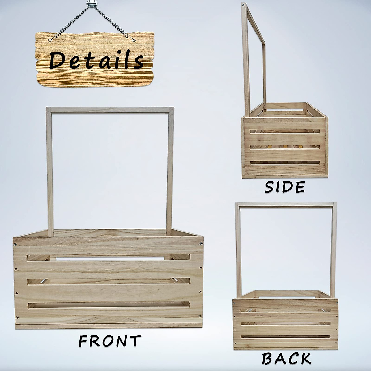 Wooden Baby Shower Crate Closet,Baby Basket with Handle,Large Baby Storage Crate Hamper,Baby Shower Gifts,Wooden Gift Crate,Welcome Gifts Basket for New Born Girls Boys,Pregnancy Gifts for New Parents