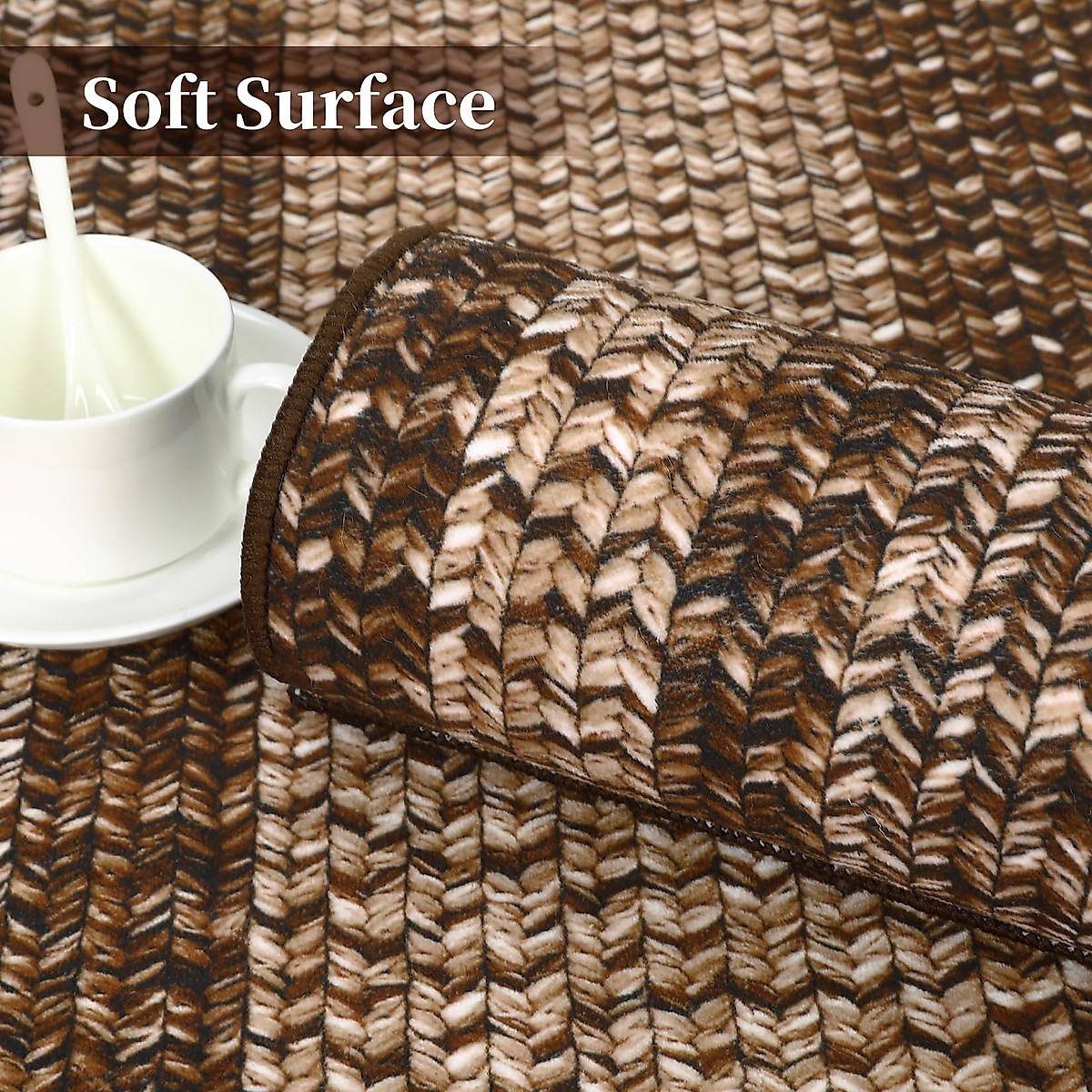 LUXLOOM Washable Rug 8x10 Area Rugs for Living Room Modern Bedroom Rug Brown Rug Imitation Braided Large Area Rug Non Slip Throw Rugs Stain Resistant Carpet for Nursery Dining Room 8'x10' Dark Brown