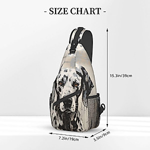 Hicyyu Harlequin Great Dane Outdoor Crossbody Shoulder Bag For Unisex Young Adult Hiking Sling Backpack