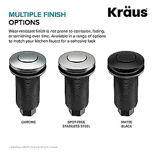 KRAUS Garbage Disposal Air Switch Kit in Matte Black with Push Button, AC Adapter, Power Cord, and Air Tube Included, KWDA-100MB