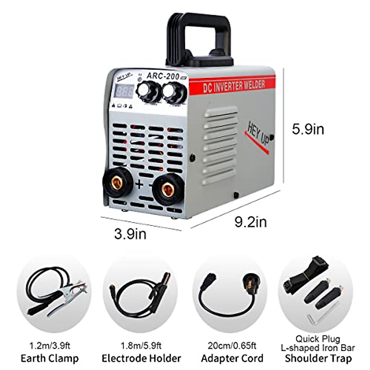 Stick Welder,110V/220V Dual Voltage 200Amp ARC Welding Machine IGBT Inverter Portable Lightweight DC Welder LCD Display for Beginner with Electrode Holder Clamps Welder