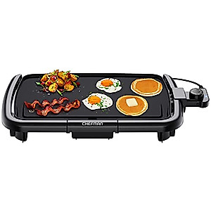 Chefman Electric Griddle with Removable Temperature Control, Immersible Flat Top Grill, Burger, Eggs, Pancake Griddle, Nonstick Easy Clean Cooking Surface, Slide Out Drip Tray, 10 x 16 Inch