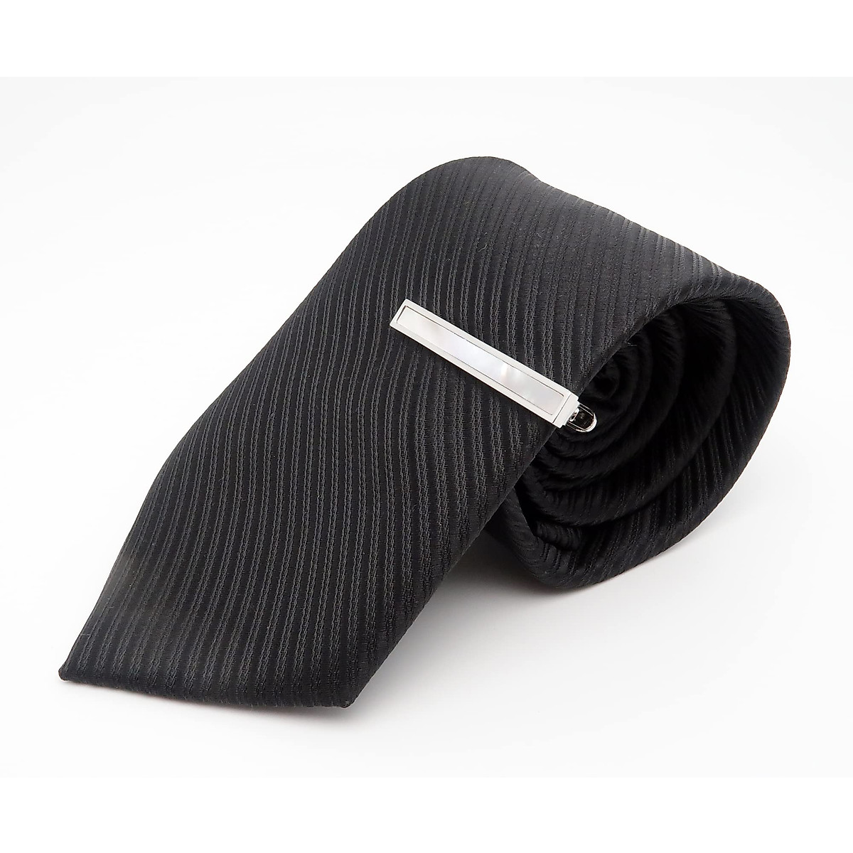 Jonwo Mother of Pearl Men's Tie Clip With Presentation Box Tie Bar for Gentleman Regular Necktie Tie Pin for Daily Business Anniversary Wedding Occasions (Silver Tie Clip)