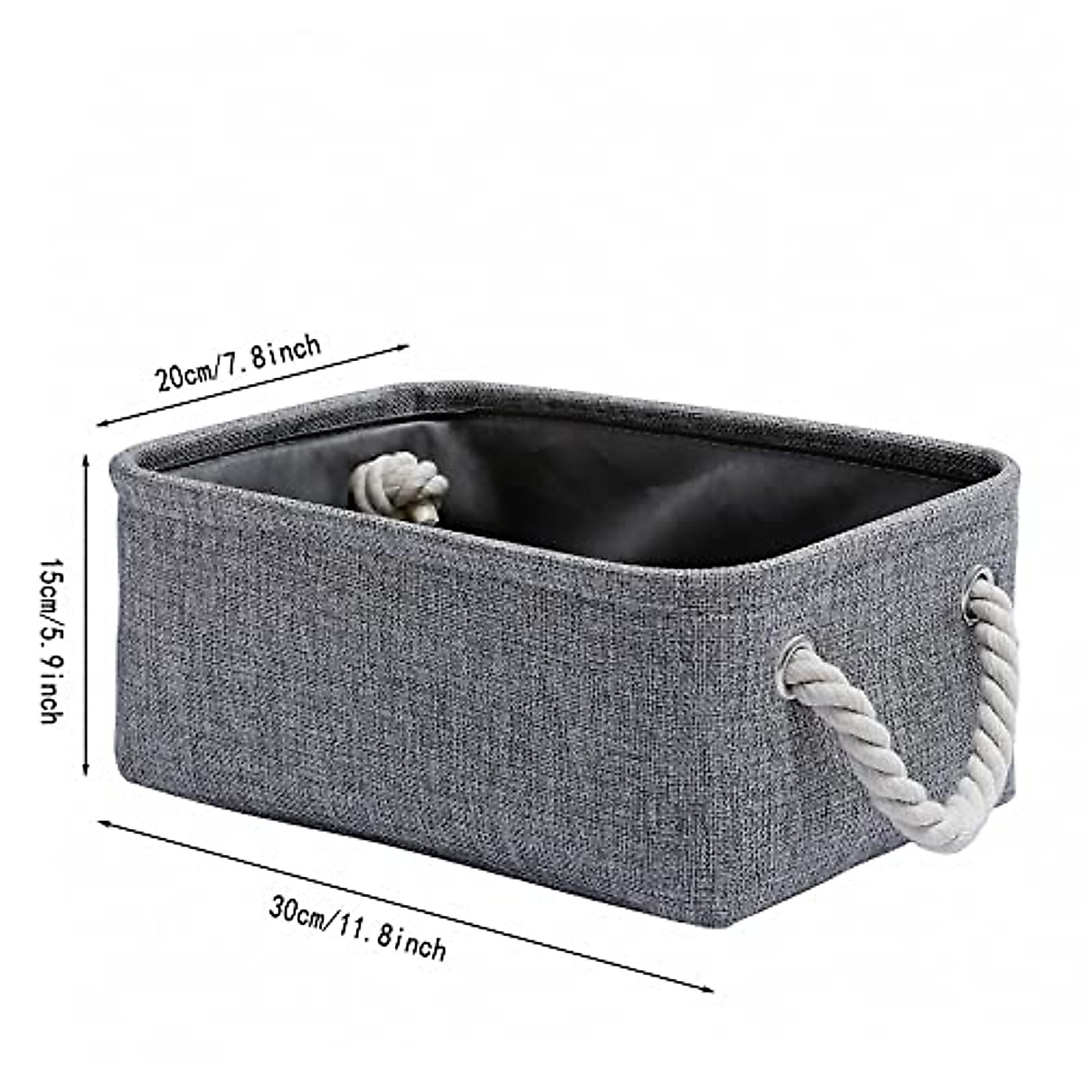Storage Basket for Shelves Closets Pet toy Baby Toy, Collapsible Fabric Storage Bin for Laundry, Nursery(2pcs/Small 11.8Lx7.8Wx5.9H, Grey)
