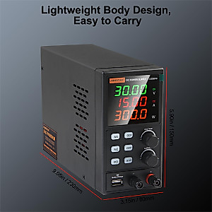 GALOOK DC Power Supply Variable, Bench Power Supply with 3 Memory Storage, Encoder Knob, 4-Digit LED Display, USB Interface Programmable Adjustable Switching Regulated Variable Power Supply(30V 10A)