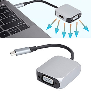 USB Type C Hub,HDMI Type C Hub Adapter,TypeC to HDMI Compatible + 1080P VGA USB Hub Docking Station Adapter,Plug and Play.