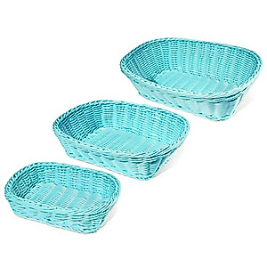 Colorbasket 545183 Hand Woven Waterproof Rectangular, Blue, 3pc Set (51401-204)