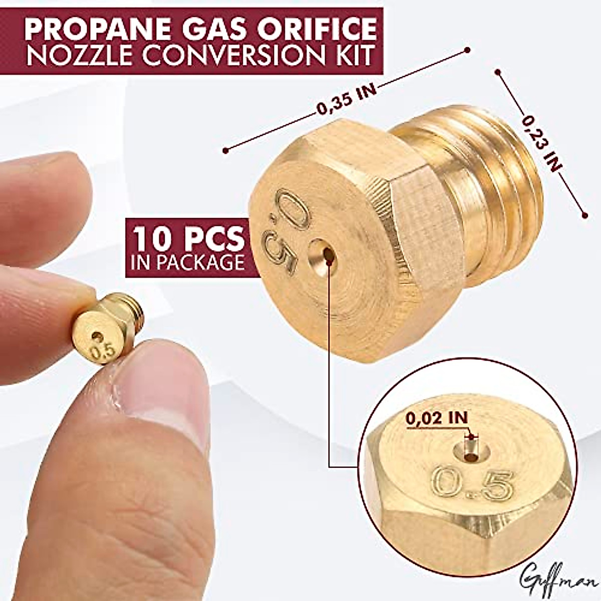 10Pcs Brass Jet Nozzle Propane Orifice Kit - Grill Replacement Parts High Pressure Nozzle Griddle Accessories Kit - Propane Burner Replacement Parts LP Gas Hose Nozzle Conversion Kit