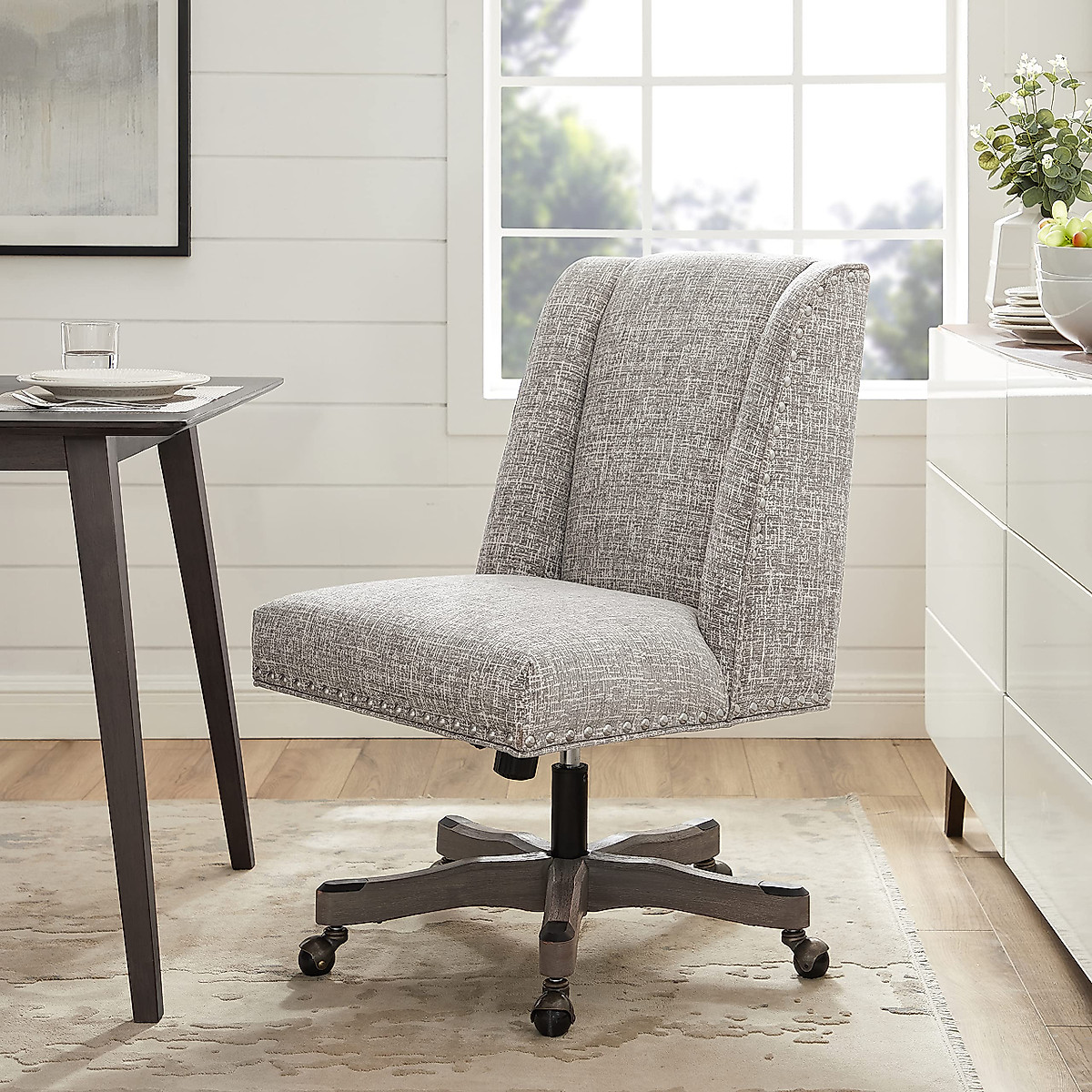 Linon Silver Grey Adjustable Clayton Office Chair, Aqua