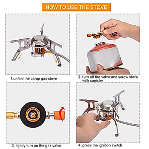 Sagafly Portable Camping Gas Stove with 1LB Propane Tank Adapter, Foldable Camp Stove Backpacking Stove with Piezo Ignition for Outdoor Hiking Cooking Burner