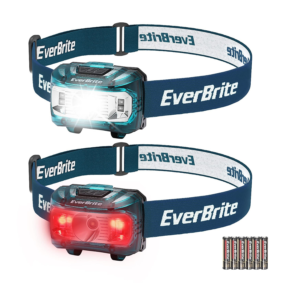 EverBrite Headlamp, 2 Pack Kids Headlamp with Red Light and Memory Function, Head Lamp for Adults and Kids with 5 Modes, Bright Headlamps for Camping, Running, Batteries Included