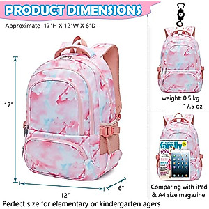 BLUEFAIRY Girls Backpack for Kids Elementary School Bags Child Bookbags Cute Back to School Gifts Mochila Escolares para Niñas 5 6 7 8 9 4th 5th 6th Grade Pink