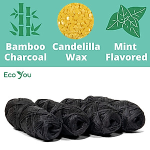 EcoYou Bamboo Charcoal Dental Floss | Mint & Candelilla Wax | Vegan & Biodegradable (4 Refills Pack)