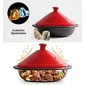 Tagine Pot, 17cm Ceramic Casserole, Japanese Style Braised Rice Pot, Open Flame and High Temperature Resistance, Household Steamer Stew Pot, Clay Pot Oven