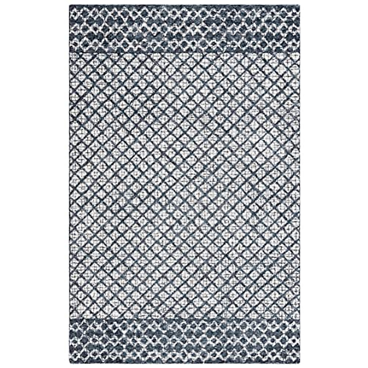 Safavieh Abstract Collection 3' x 5' Ivory/Navy ABT203N Handmade Wool Area Rug