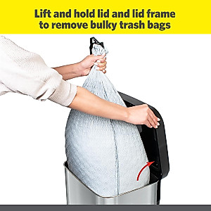 Glad Stainless Steel Step Trash Can with Clorox Odor Protection | Large Metal Kitchen Garbage Bin with Soft Close Lid, Foot Pedal and Waste Bag Roll Holder, 20 Gallon, Stainless