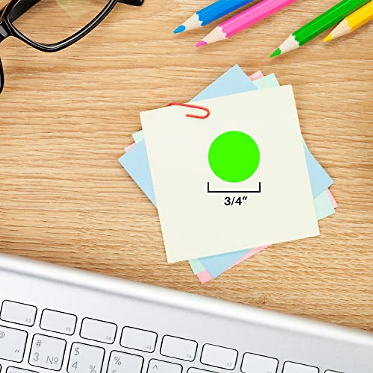 ChromaLabel 0.75 Inch Removable Color Code Dot Label Kit, 5 Assorted Fluorescent Colors, 1200 Labels per Pack
