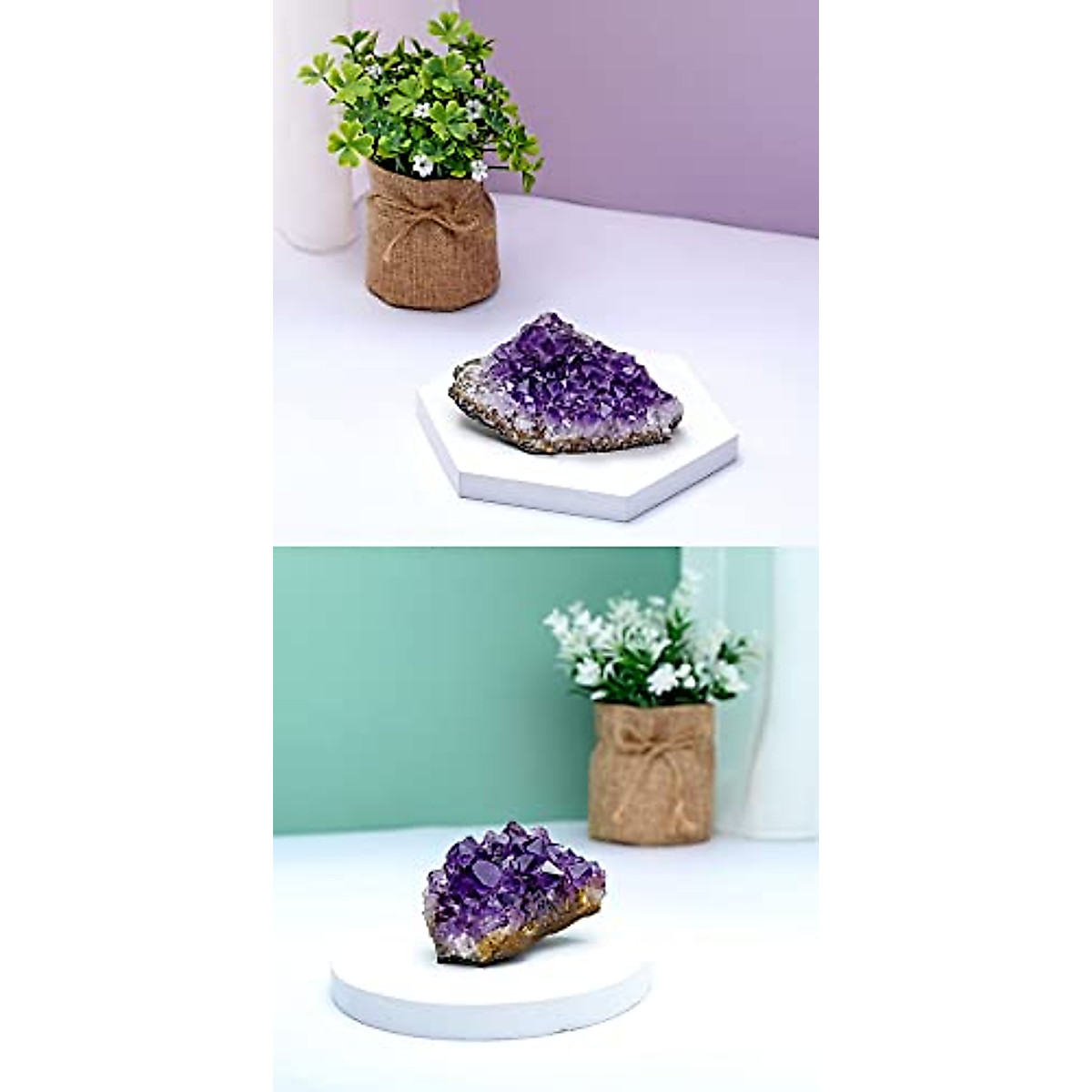 GEHECRST Natural Raw Amethyst Quartz Geode Cluster, Reiki Healing Crystals Stone Amethyst Rock Druzy Gemstone for Collection, Decoration, Specimen, Witchcraft | 0.18-0.33 lb