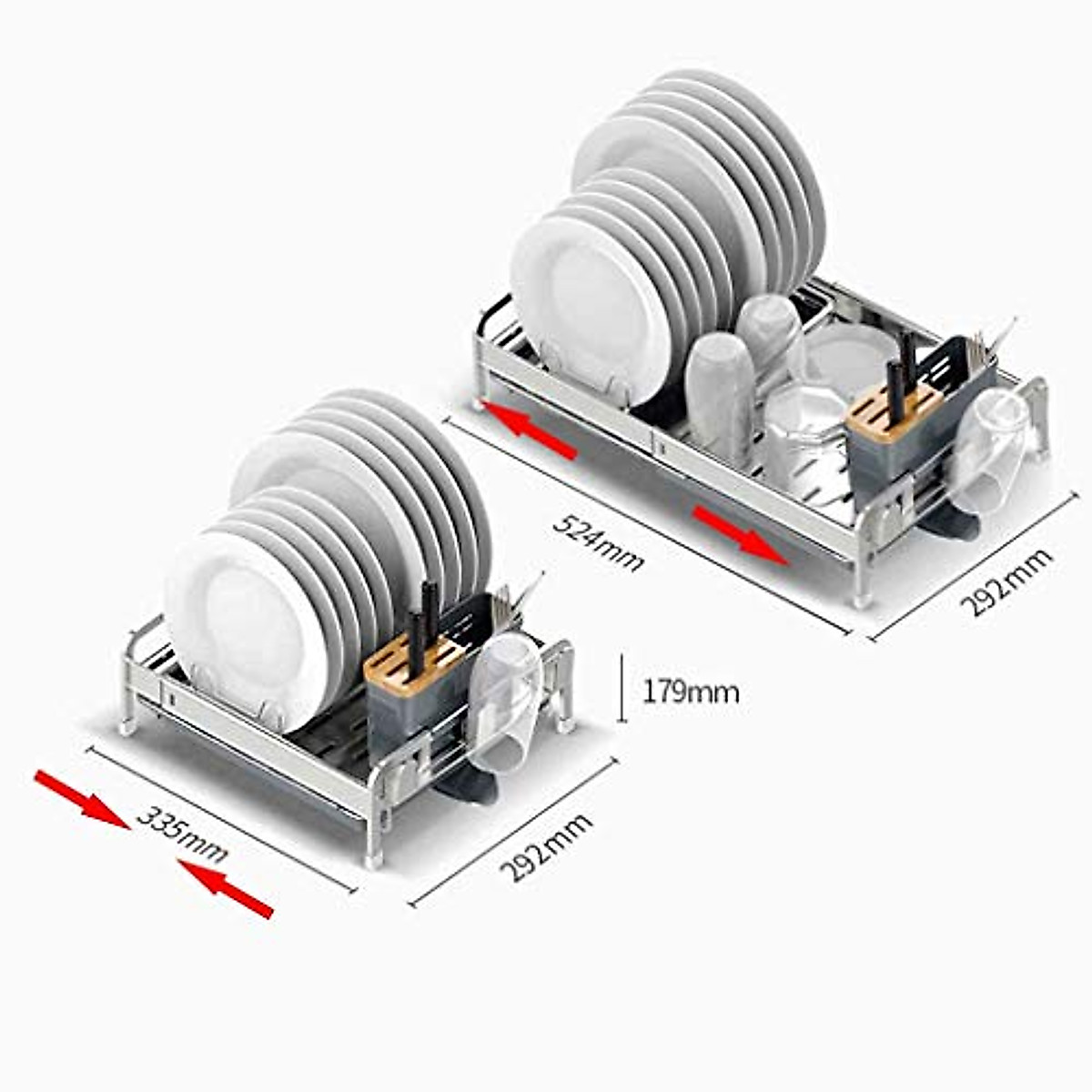 SDGH Dish Rack Space Aluminum Kitchen Dish Rack Drain Rack Tableware Dish Rack Drain Dish Rack Release Tray Storage Box Rack