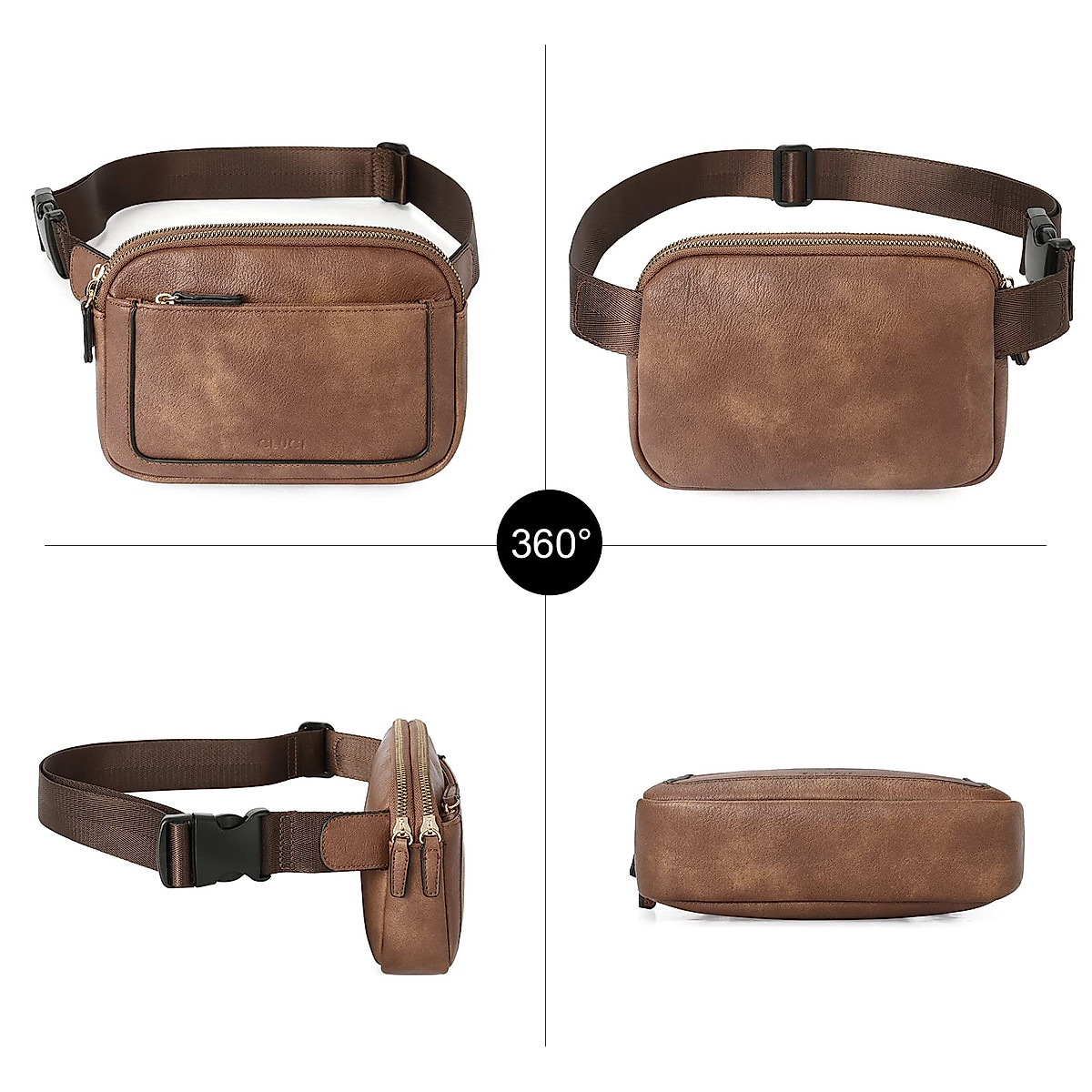 CLUCI Belt Bag for Women, Mini Everywhere Crossbody Waist Bag Adjustable Strap, Vegan Leather Women's Fanny Pack
