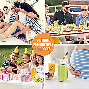 Mason Jar Cups with Lids and Straws Reusable Wide Mouth Ball Mason Jar Drinking Glasses Tumbler with Straw Brush, Travel Bottle 24 Oz for Iced Coffee, Juicing, Tea, Milk, Homemade Beverages