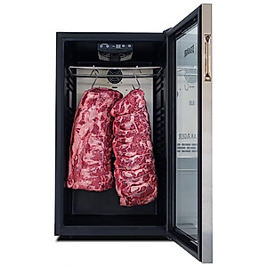 SteakAger PRO 40 Home Beef Dry Aging Refrigerator, Enjoy Dry-Aged Steak Perfection at Home, Black and Stainless Steel with 40Lbs Capacity