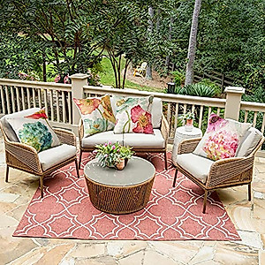 Artscope Set of 4 Waterproof Throw Pillow Covers 18x18 Inches, Hydrangea and Lotus Pattern Decorative Cushion Covers, Perfect to Outdoor Patio Garden Living Room Sofa Farmhouse Decor