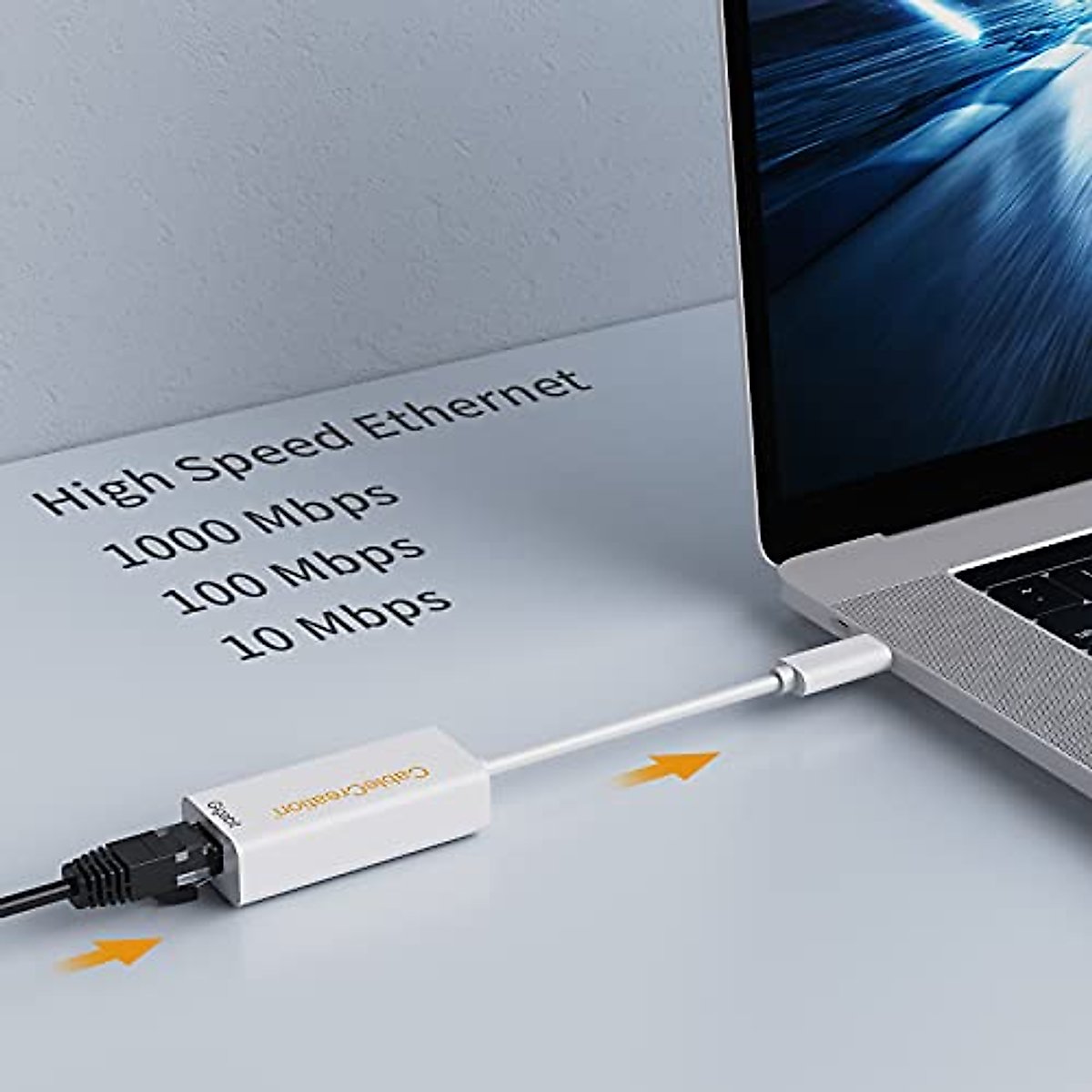 USB C to Ethernet Adapter,CableCreation USB Type-C (Thunderbolt 3) to RJ45 Gigabit Ethernet LAN Network Adapter Compatible with MacBook Pro,MacBook Air,M1/M2,iPad 2022,Galaxy S22 Ultra