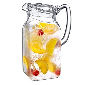 Amazing Abby - Quadly - Acrylic Pitcher (64 oz), Clear Plastic Water Pitcher with Lid, Fridge Jug, BPA-Free, Shatter-Proof, Great for Iced Tea, Sangria, Lemonade, Juice, Milk, and More