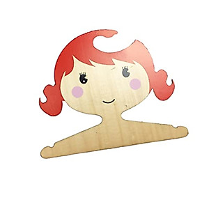 Cabilock Kids Wooden Wood Clothes Hanger Girls Face Shaped Cute Cartoon Coat Dress Shirt Hanger for Kids Baby Clothing Store