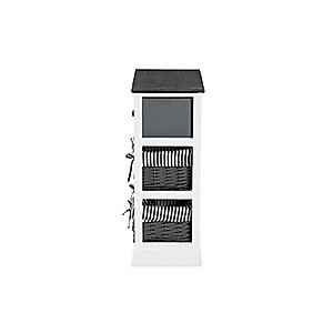 Baxton Studio Premala Modern and Contemporary Two-Tone Grey and White Finished Wood 2-Drawer Storage Unit with Baskets