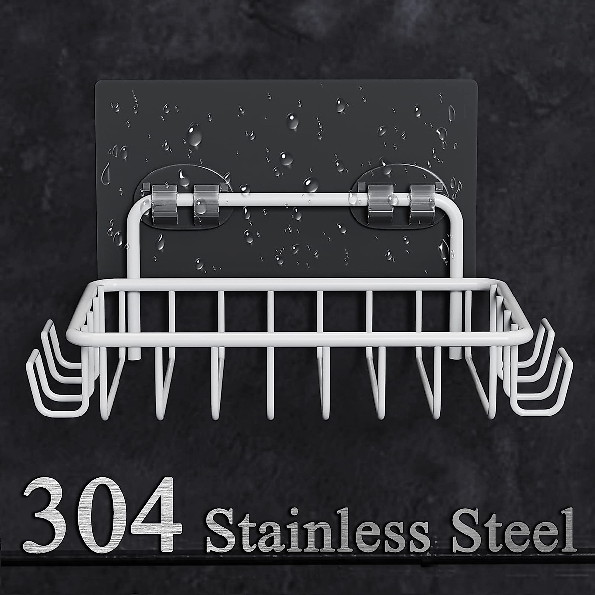 Nieifi Bar Soap Holder for Shower Wall with 4 Hooks, Stainless Steel Adhesive Soap Dish for Bathroom, White