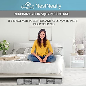 NestNeatly SmartCube Underbed Storage Bag, 3 Large Bins with Reinforced Handles Foldable Containers