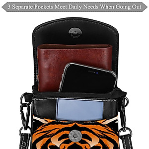 Unicey Striped Bengal Tiger Leather Phone Purse, Small Crossbody Bag Wallet Purses and Handbags for Women