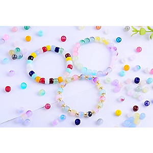 Glass Beads Kit for Jewelry Making Bracelet Charms Set Bulk Crafts 480pcs 8mm Round 12colors with Accessories, Chakra Bead DIY Beading Necklace Adults Beginners (Glass Jade)