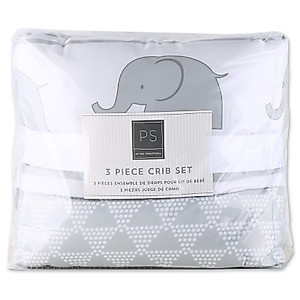 The Peanutshell Elephant Walk Crib Bedding Set - 3 Piece Unisex Nursery Set - Crib Quilt, Crib Sheet, Crib Skirt