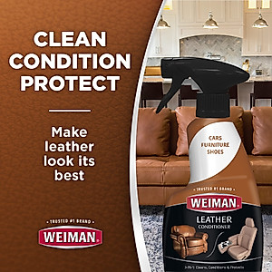 Weiman Leather Cleaner & Conditioner - 12 Fl Oz - Non Toxic Cleans Conditions and Restores Leather Surfaces - UV Protectants Help Prevent Cracking or Fading of Leather Couches Car Seats Shoes Purses