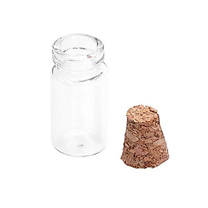 EXCEART 50pcs Mini Wish Bottle 1.5ml Wood Cork Wishing Jars Glass Bottle Charms for Jewelry Making Decorative Tiny Bottle Vials for DIY Crafts
