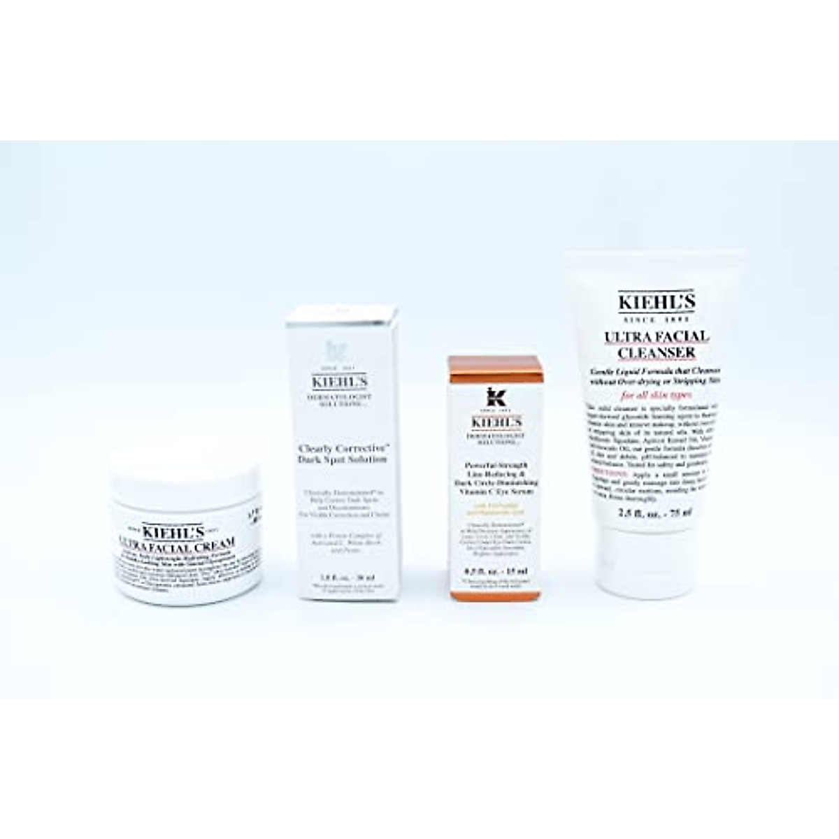 Kiehl's Brighten Up & Glow 4 Piece Set: Ultra Facial Cleaner, Dark Spot Solution, Ultra Facial Cream, Line Reducing Eye Serum