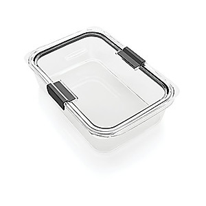 Rubbermaid Brilliance Food Storage Container, BPA free Plastic, Medium, 3.2 Cup, 5 Pack, Clear & Brilliance Food Storage Container, Large, 9.6 Cup, Clear 1991158