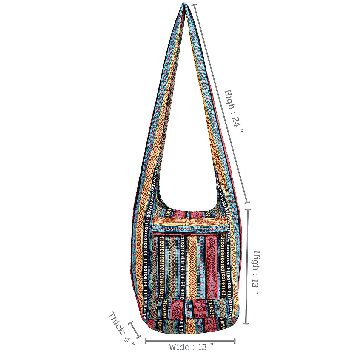 ChuanChom NaKa Sling Crossbody Boho Handbag Hand Woven Fabric Crossbody Bags For Men and Women (Colorful No.1)