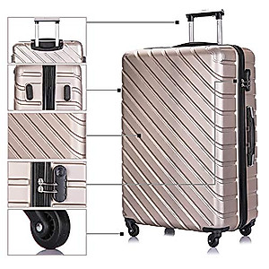 Apelila 5 Piece Hardshell Luggage Sets,Travel Suitcase,Carry On Luggage with Spinner Wheels Free Cover&Hanger Inside (Champagne Gold With Bag)