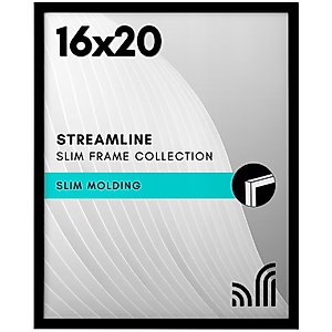 Americanflat 16x20 Picture Frame with Polished Plexiglass - Streamline Collection - Thin Border Picture Frame for Wall Display - Hanging Hardware Included - Black