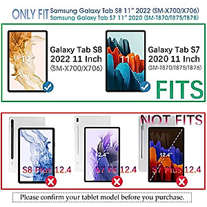 REAL-EAGLE Galaxy Tab S8 2022/ S7 2020 11 Inch Backlit Keyboard Case, 7 Color Backlight Detachable Wireless Keyboard with Filo Case Fit Samsung Galaxy Tab S8/ S7 SM-X700/X706/T870/T875/T876,Black