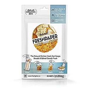 THE FRESHGLOW CO FRESHPAPER, Food Saver Sheets for Bread, Keep Baked Goods Fresh, Perfect for Bagels, Muffins, Fresh Bread, Cookie Storage, Healthy Meal Prep, BPA Free, Made in USA - 1 (8 Sheet) Pack
