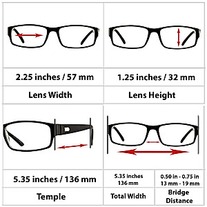 TruVision Readers Reading Glasses - 9504H - 3 Pack - Black - 3.25