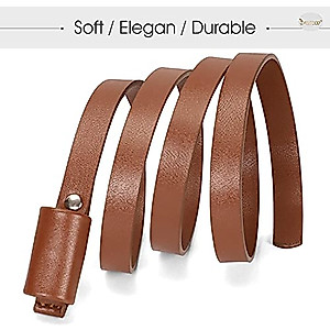 JASGOOD Women PU Leather Skinny Belt for Dress Adjustable Thin Waist Belt for Lady, Suit for Waist Size 26-31 Inches, A-Coffee